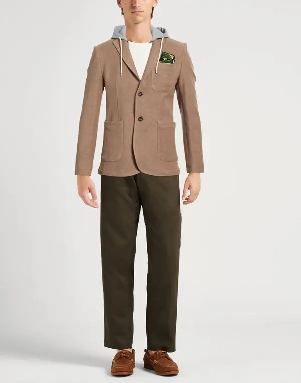 BERNA Cotton French Terry Blazer With Brooch Detail