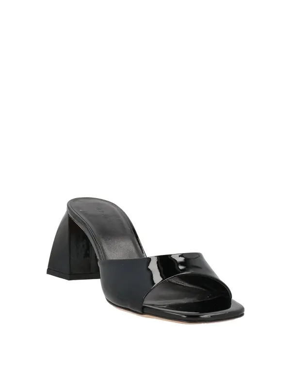 By Far Soft Leather Block Heel Slide Sandals