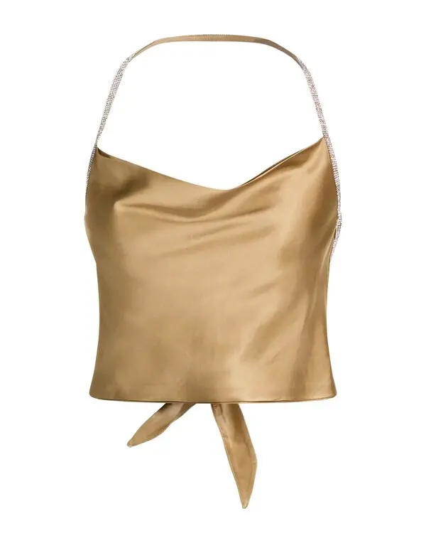 VICOLO Viscose Satin Crop Top - Beige