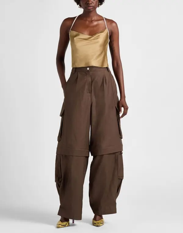 VICOLO Viscose Satin Crop Top - Beige
