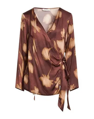 MANILA GRACE Floral-print Satin Wrap Top
