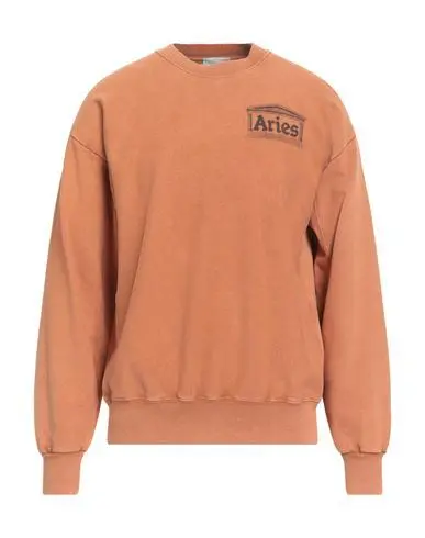 Aries Light Cotton Sweatshirt With Logo - Camel