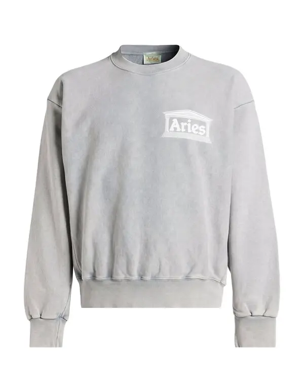 Aries Light Cotton Sweatshirt With Logo - Grey
