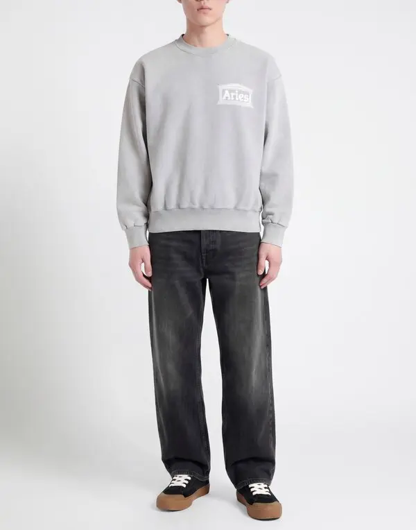 Aries Light Cotton Sweatshirt With Logo - Grey