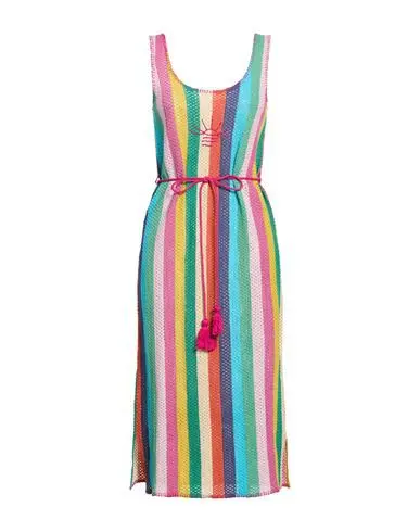 ARIZONA LOVE Cotton Midi Flared Crochet-knit Striped Dress - Pink