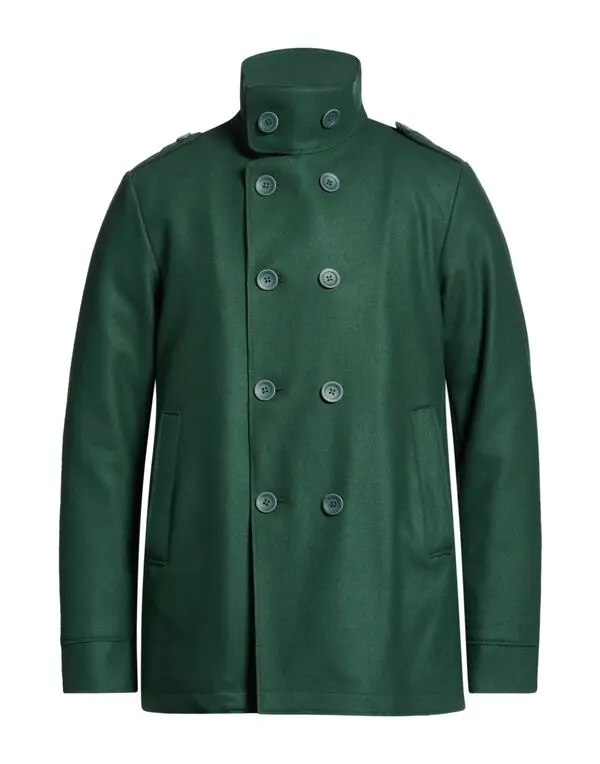 Herno Flannel Pea Coat With Half-belt