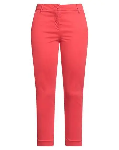 WHITE WISE Cropped Skinny Fit Cotton Blend Pants - Red