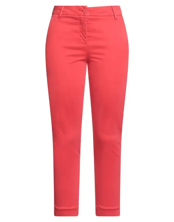 WHITE WISE Cropped Skinny Fit Cotton Blend Pants - Red