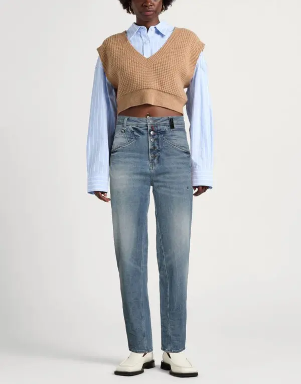 High Tapered Jeans In Stretch Denim