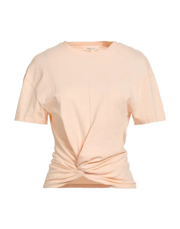 Rag & Bone Cotton Jersey Gathered Crewneck T-shirt - Orange