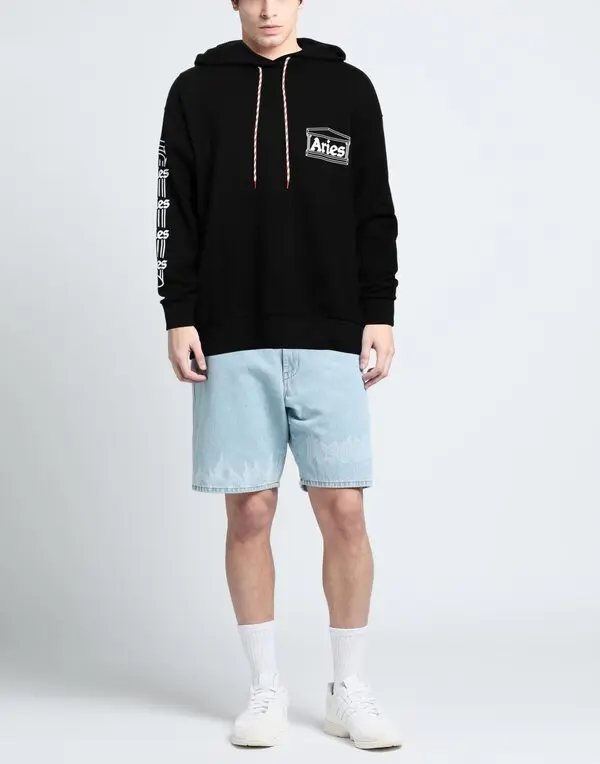 Aries Cotton Fleece Sweatshirt - Black