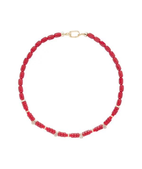 MARTHA CALVO Alba Gold-plated Glass Necklace - Red