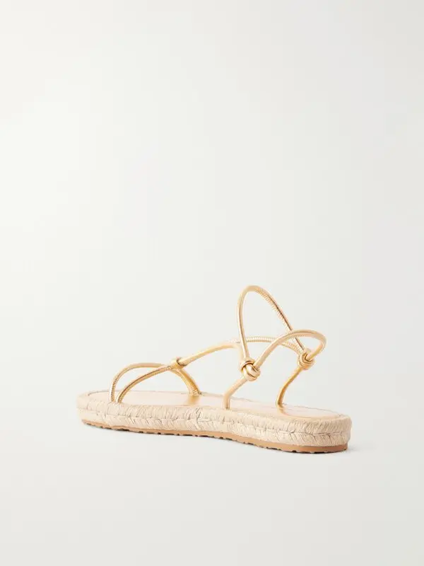 GIANVITO ROSSI Metallic Leather Espadrille Sandals - Gold