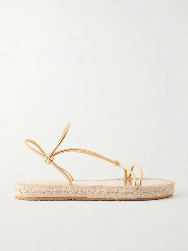 GIANVITO ROSSI Metallic Leather Espadrille Sandals - Gold