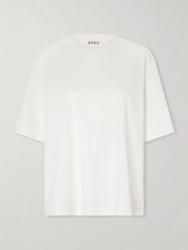 RÓHE Oversized Cotton, Modal, And Silk-blend T-shirt - White