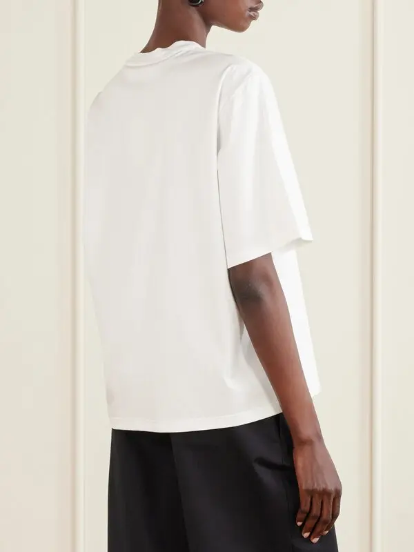 RÓHE Oversized Cotton, Modal, And Silk-blend T-shirt - White