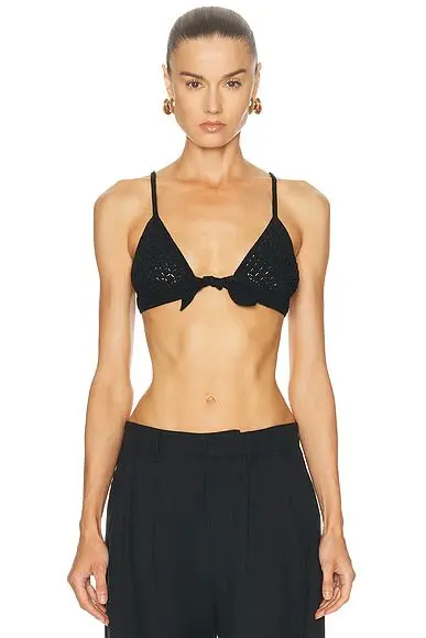 Ralph Lauren Shiny Silk Twist Bra Top - Black