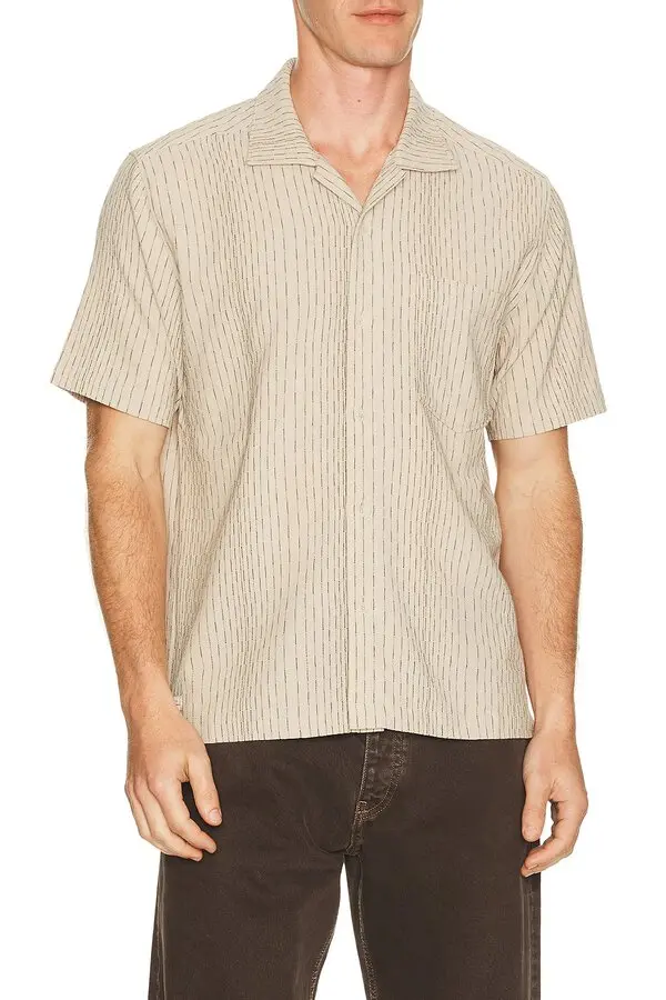 PERCIVAL Leland Cuban Shirt In Beige - Ecru