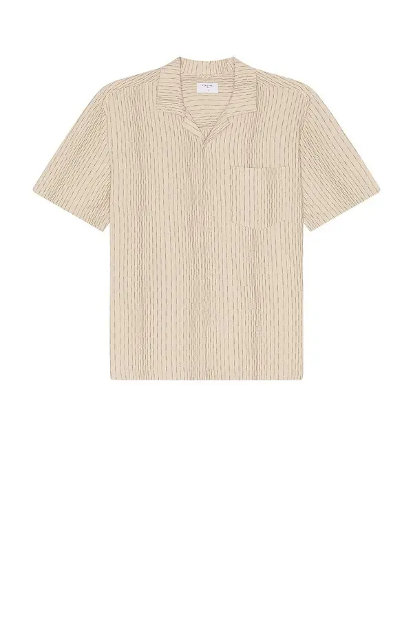 PERCIVAL Leland Cuban Shirt In Beige - Ecru