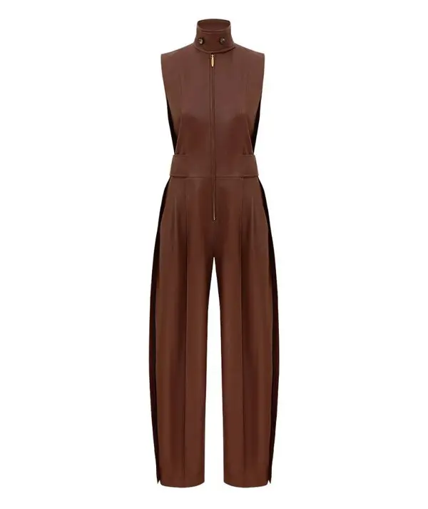 Zimmermann Luna Leather Jumpsuit - Brown
