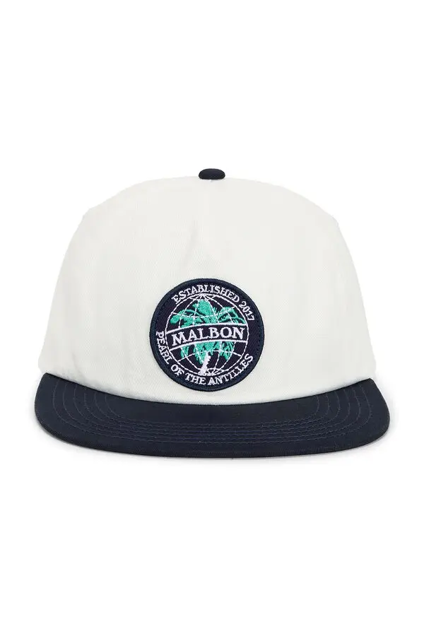 MALBON Palmera Snapback Hat - White & Midnight
