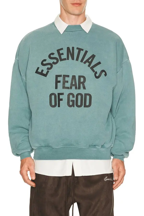 Fear Of God Campus 90's Crewneck Sweatshirt In Blue - Faded Coastal
