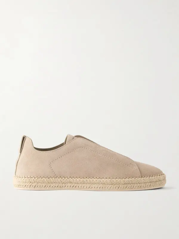 Zegna Triple Stitch™ Suede Slip-on Sneakers - Neutrals