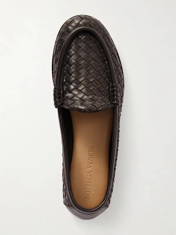 Bottega Veneta Intrecciato Leather Loafers - Brown