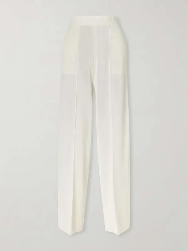 LANVIN Ribbed Knit Wide-leg Pants - Cream