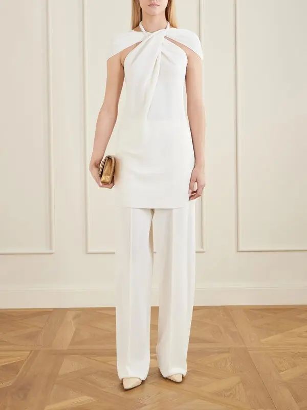 LANVIN Ribbed-knit Wide-leg Pants - Neutrals