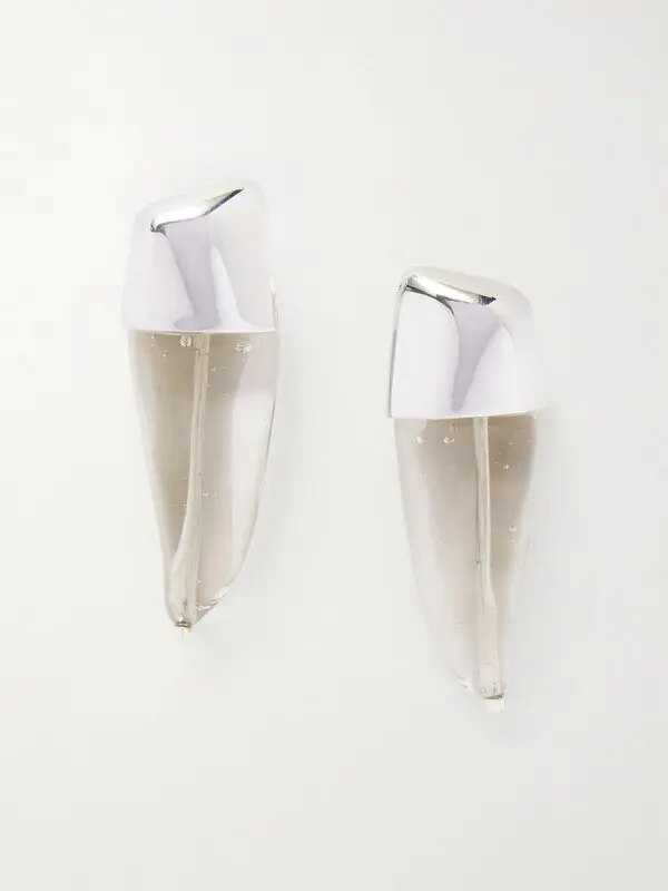 Bottega Veneta Tone And Glass Earrings - Silver