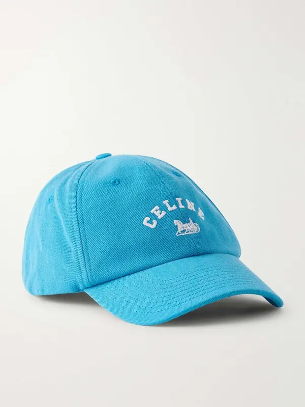 Celine Richelieu Logo-embroidered Cotton-twill Baseball Cap - Blue