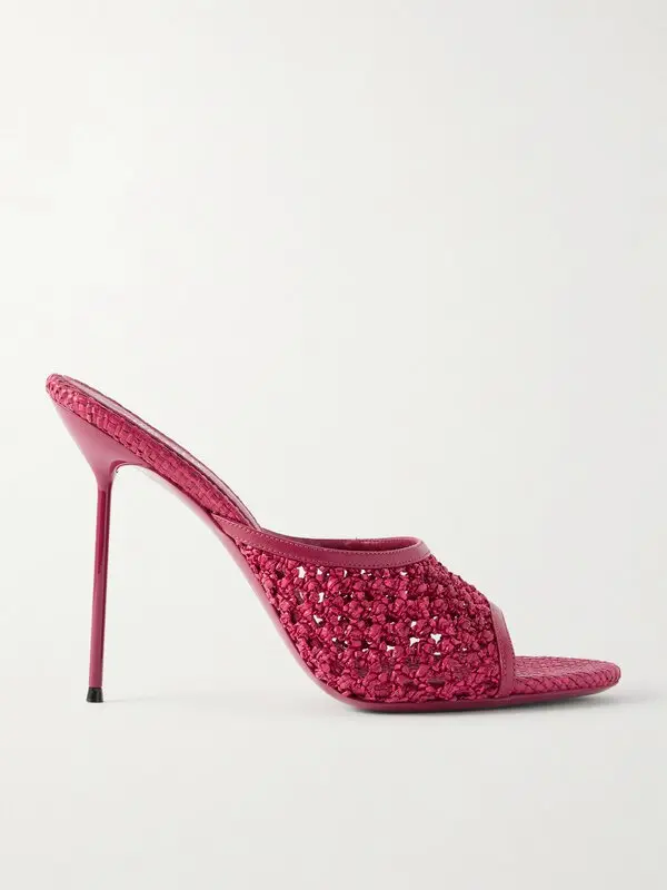 Paris Texas Lidia 105 Straw And Leather Mules