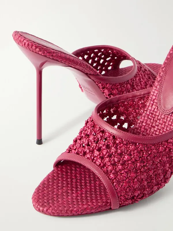 Paris Texas Lidia 105 Straw And Leather Mules