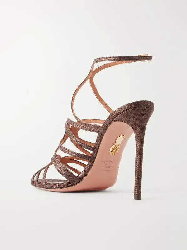 AQUAZZURA Serenade 105 Raffia Stiletto Sandals - Brown