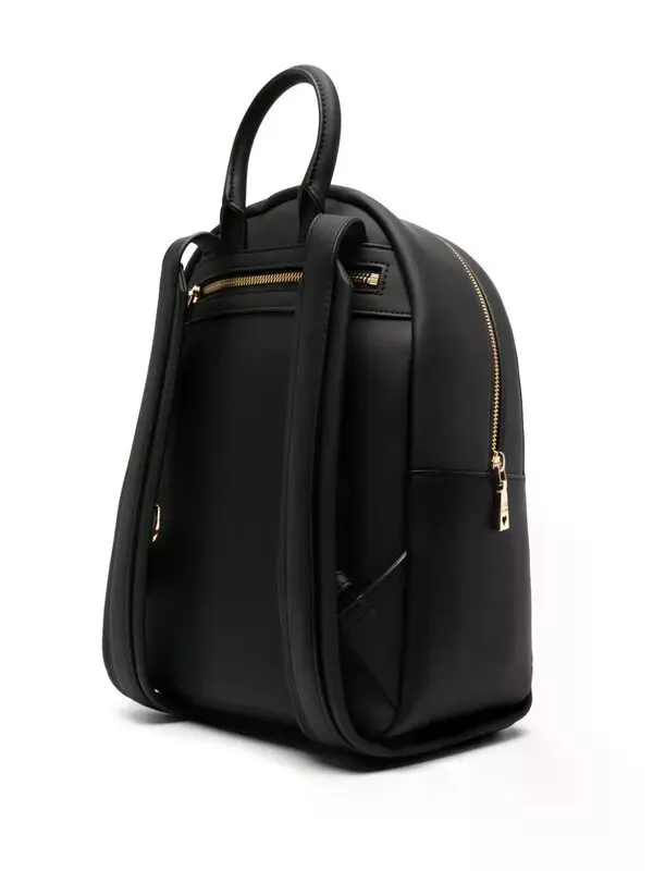 Moschino Leather Backpack With Logo Plaque