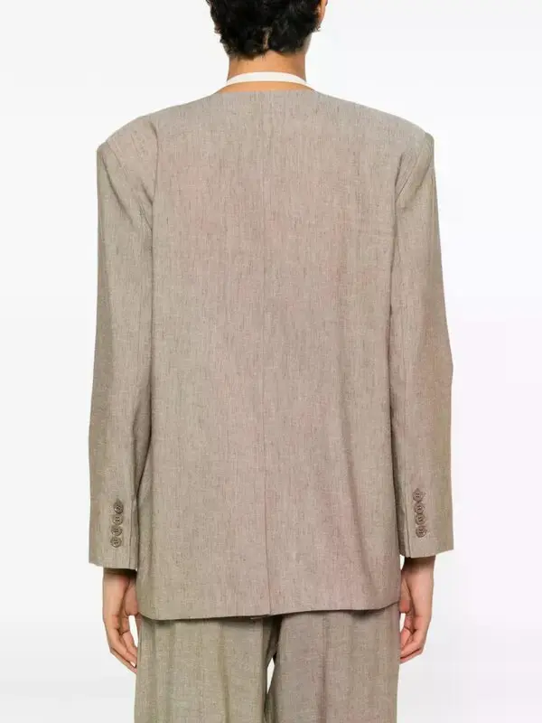 ELEH Collarless Single-breasted Blazer - Brown