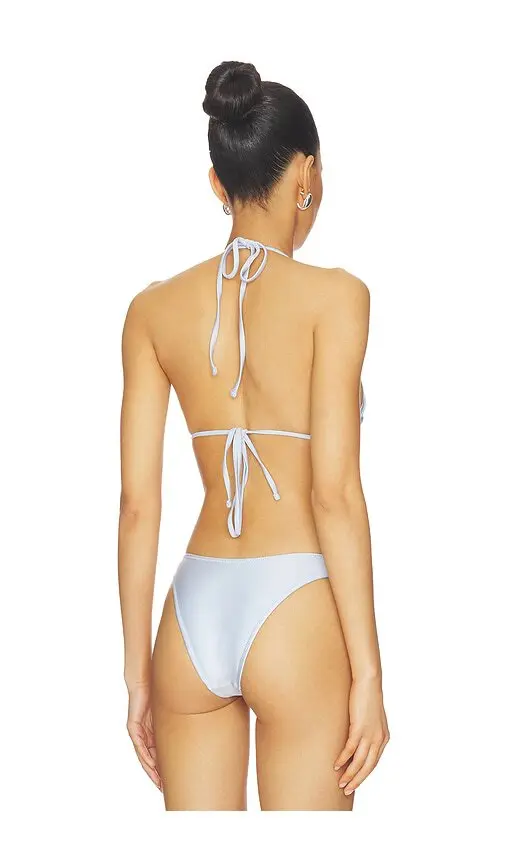 Frankies Bikinis Nick Beaded Satin Halterneck Bikini Top