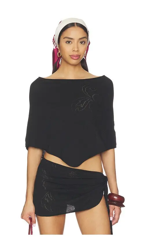Frankies Bikinis Scout Knit Poncho - Black