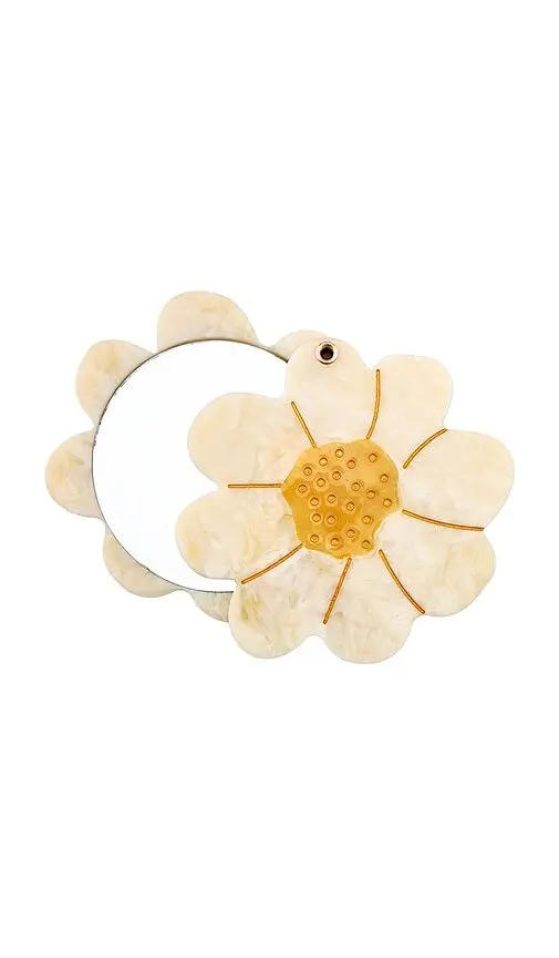 SOLAR ECLIPSE Hand-painted Vintage Daisy Compact Mirror In Ivory - N,a