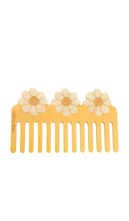 SOLAR ECLIPSE Hand-painted Vintage Daisy Detangling Wide Tooth Hair Comb In Neutral - N,a