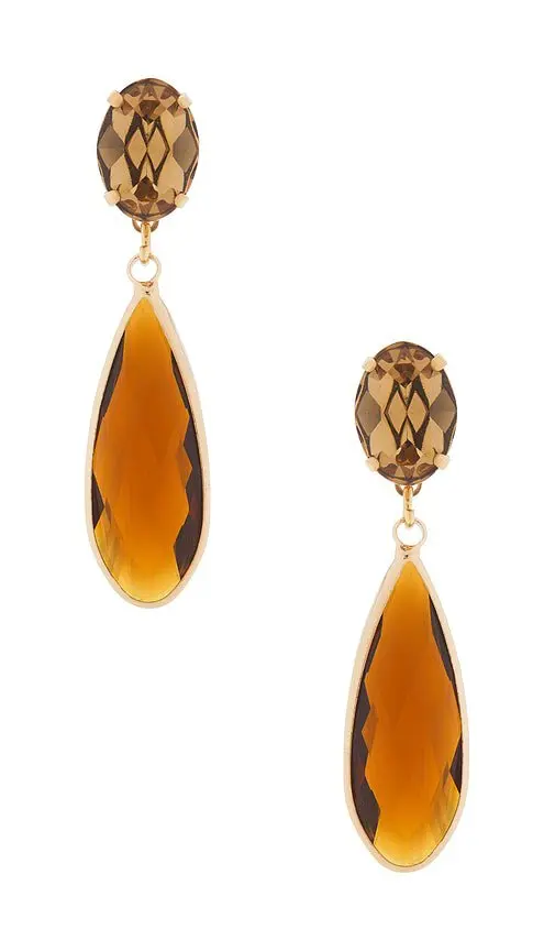 ANTON HEUNIS Cognac Drop Earrings - Amber & Gold