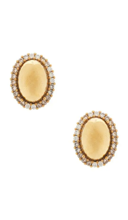 ANTON HEUNIS Clasp Oval Stud Earrings - Crystal & Gold