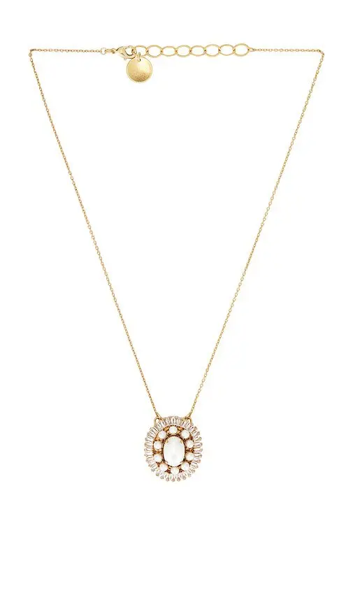 ANTON HEUNIS Oval Pendant Necklace - Cream  Crystal  & Gold