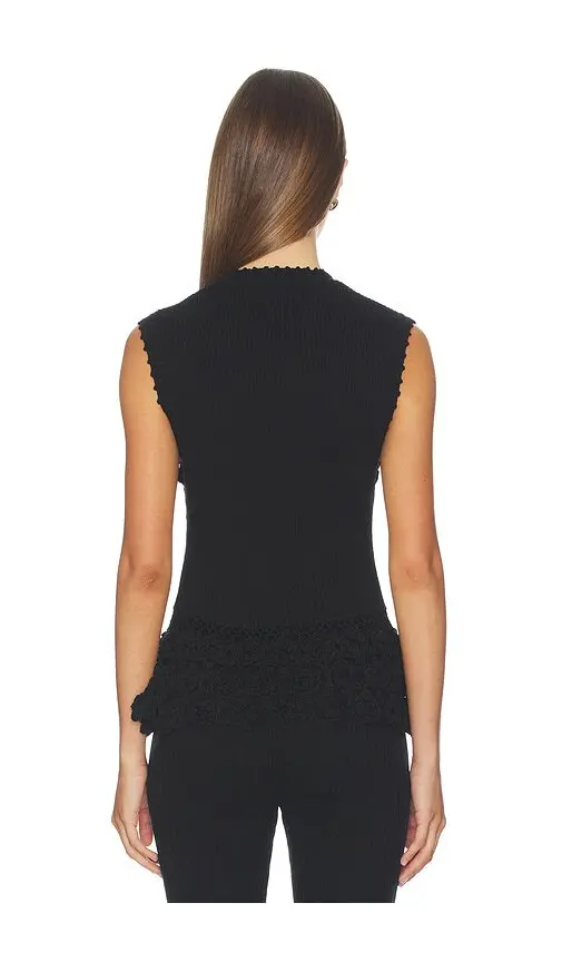 GANNI Rib Crochet Knit Top - Black