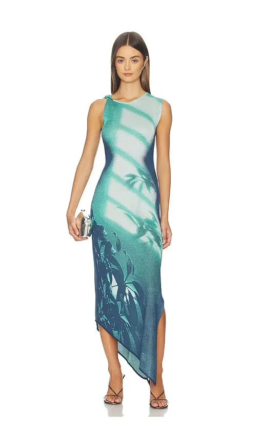 Ph5 Cedar Window Print Tank Dress In Teal - Turquoise