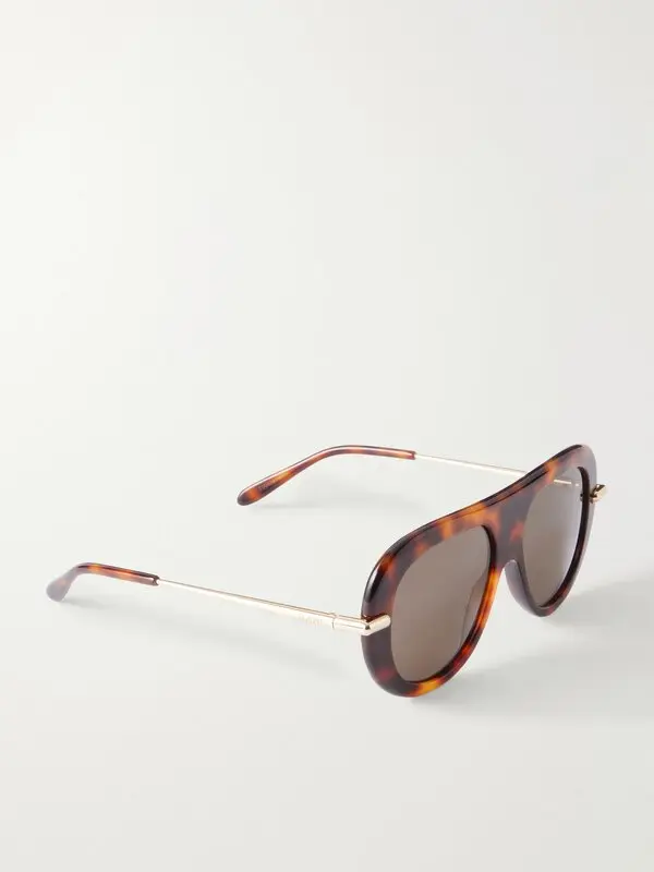 Loewe Slim Havana Acetate Aviator Sunglasses - Tortoiseshell
