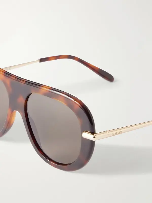 Loewe Slim Havana Acetate Aviator Sunglasses - Tortoiseshell