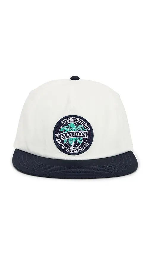 MALBON Palmera Snapback Hat - White & Midnight