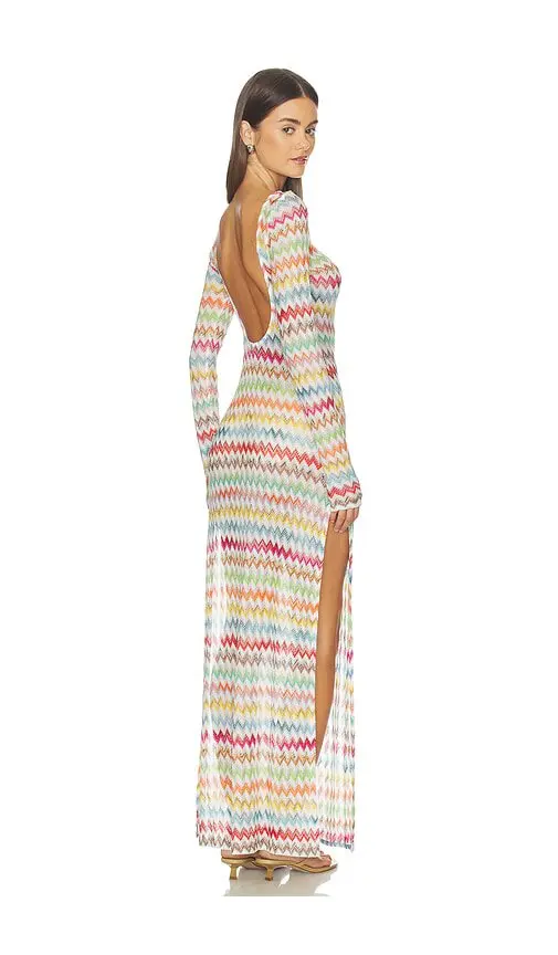 Missoni Long Cover Up Dress In White,pink - Multicolor With White Base